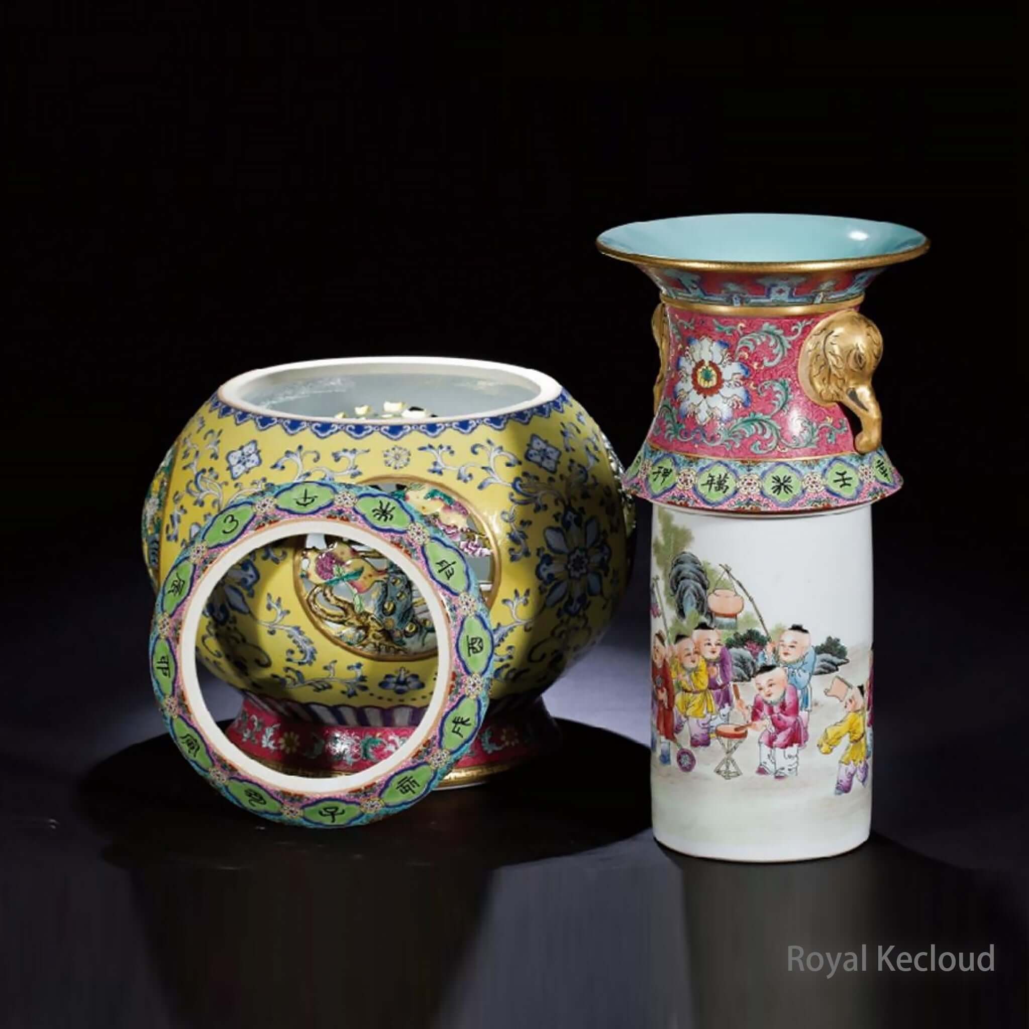 Famille Rose Porcelain Vase | Qing Dynasty Revolving – ROYAL KECLOUD