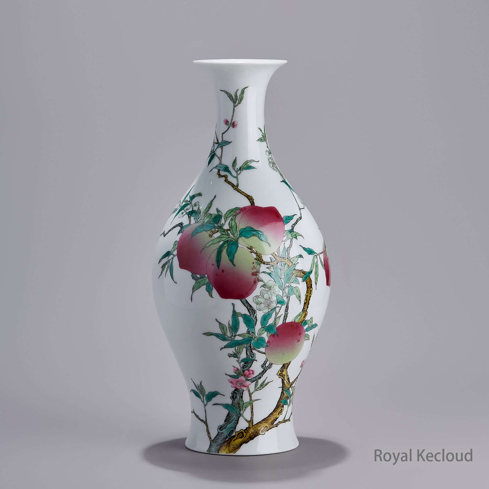 Famille-rose 'Eight Peaches' Olive-Tree-shaped Porcelain Vase – ROYAL ...